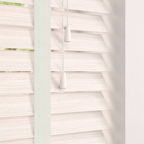 50mm Arctic Oak & Chalk Tape - Wooden Blind, Fauxwood