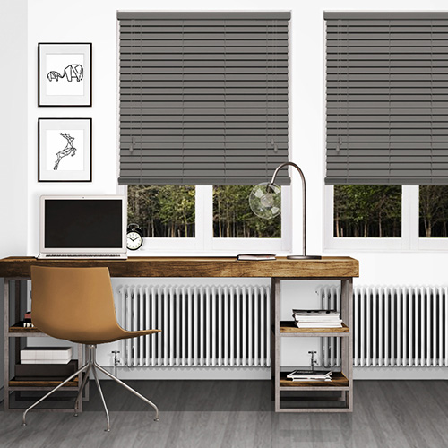 Timeless Dark Grey Fauxwood Blind - 35mm Or 50mm Slat Choice | Blinds4UK